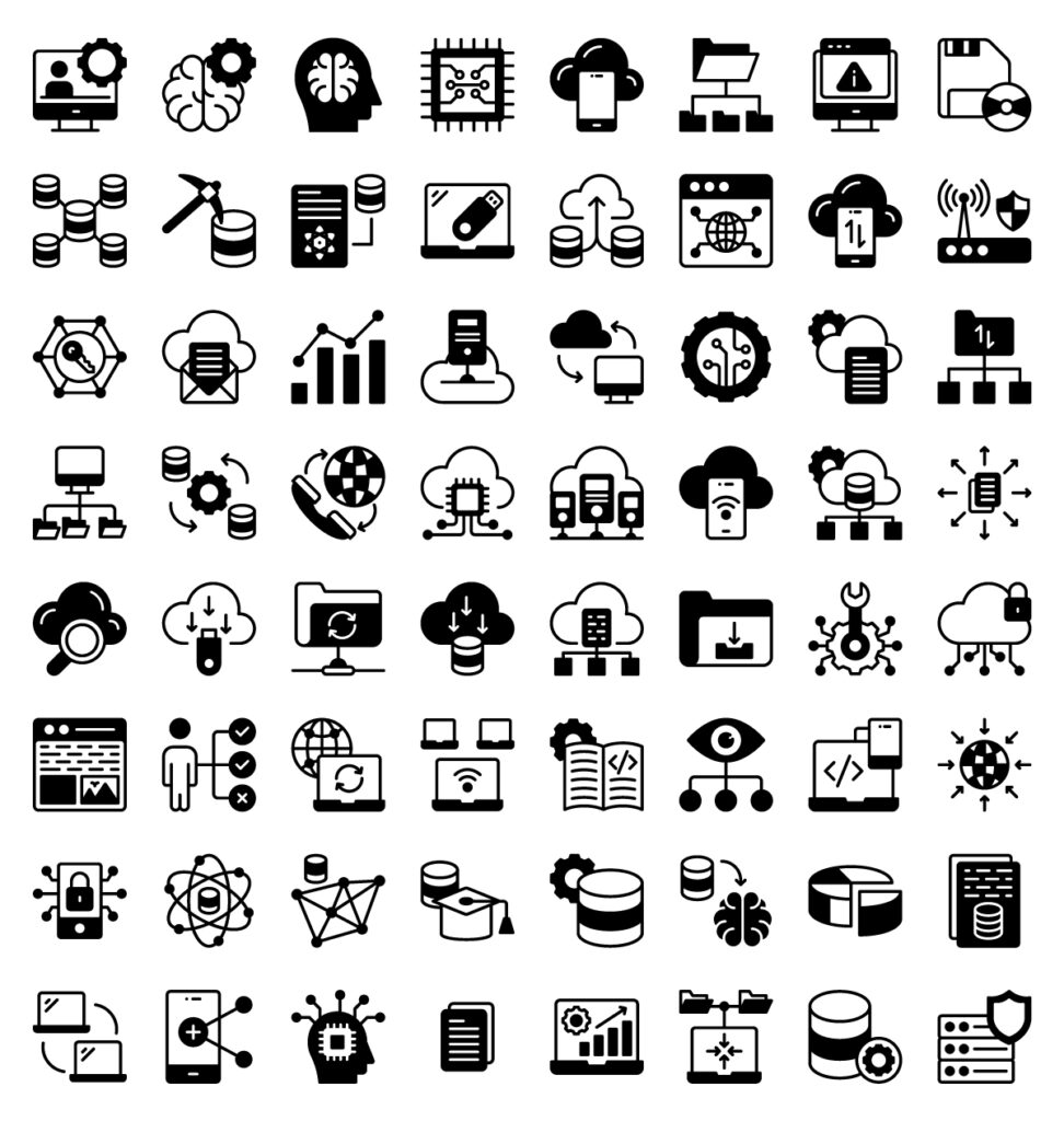 70 Big Data and Science Colored Outline Icons - MasterBundles