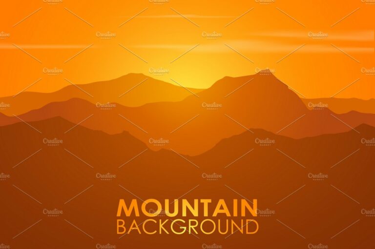 Mountain range over sunset. Vector. – MasterBundles