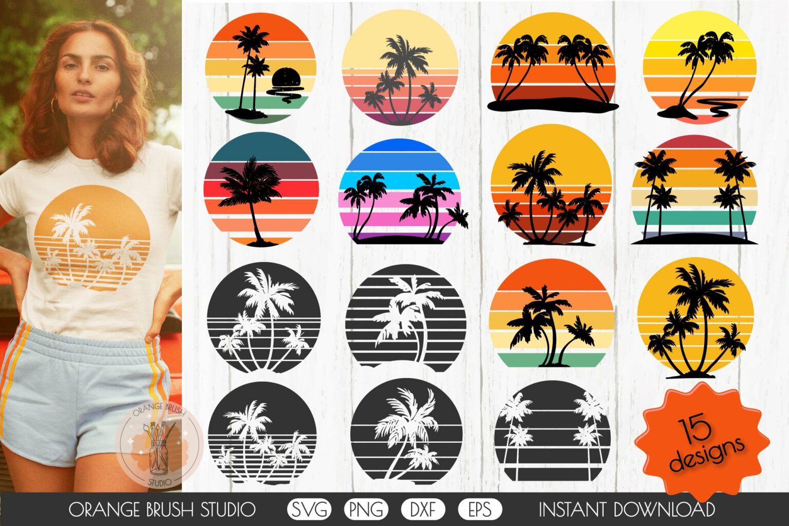 Retro Sunset Background Bundle SVG – MasterBundles