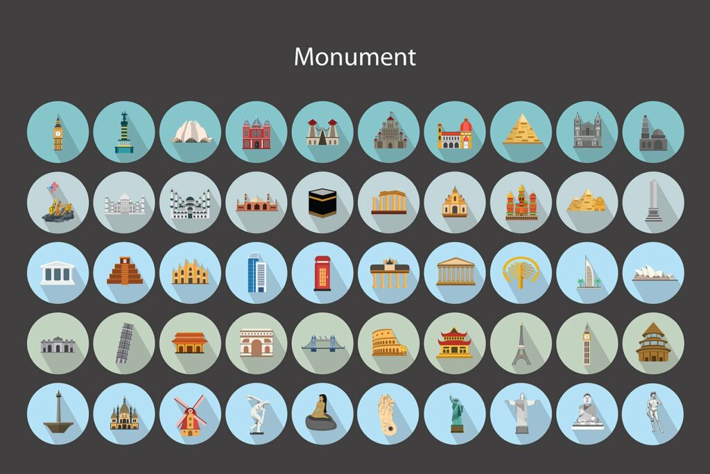 Flat Vector Icons Monument Pack V2 – MasterBundles