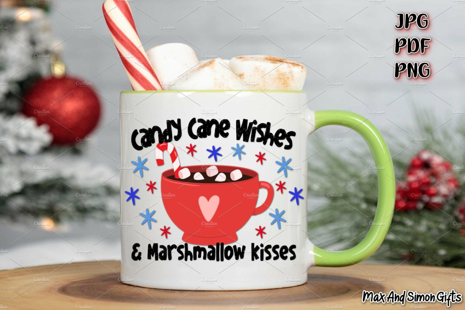 Christmas Candy Cane Wishes PNG – MasterBundles