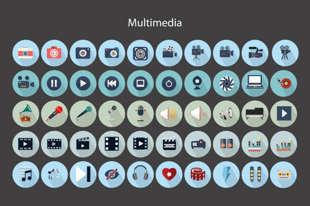 Flat Icons Multimedia Set – MasterBundles