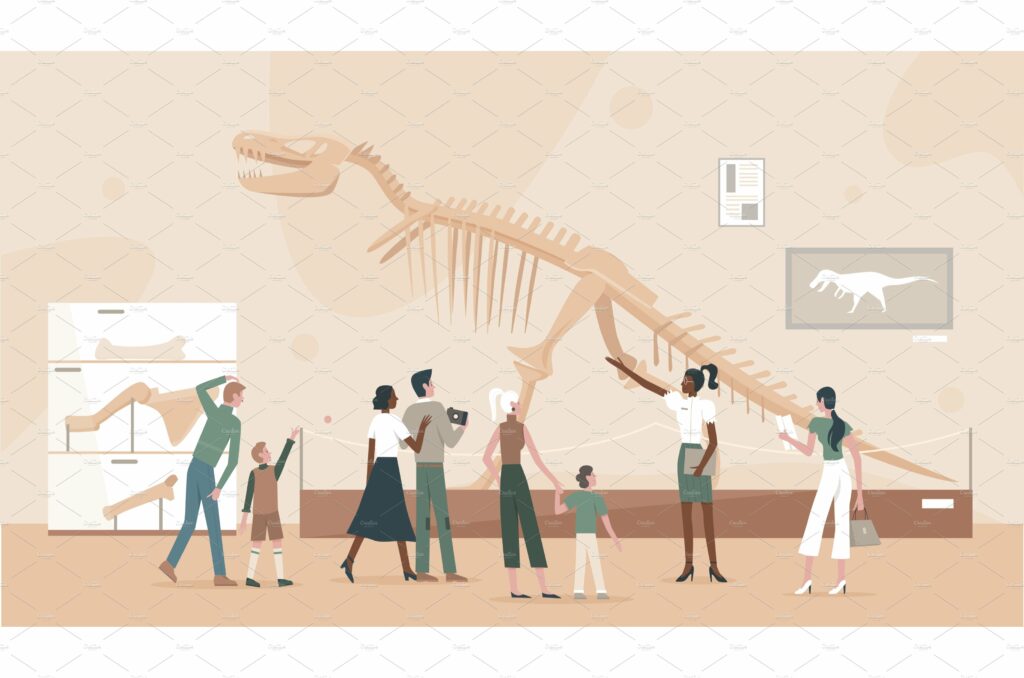 People in museum of paleontology – MasterBundles