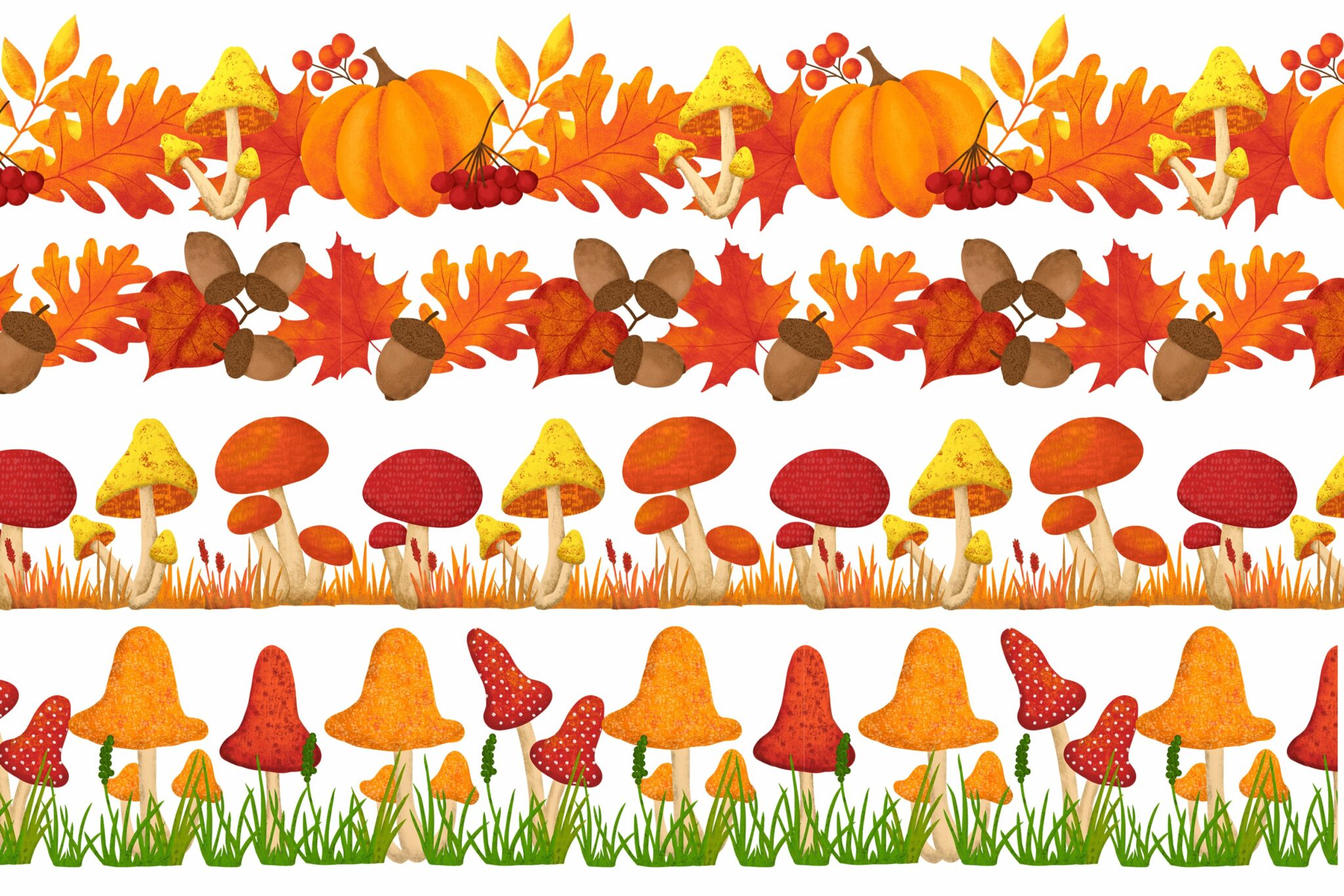 Fall Mushrooms Clipart and Patterns – MasterBundles