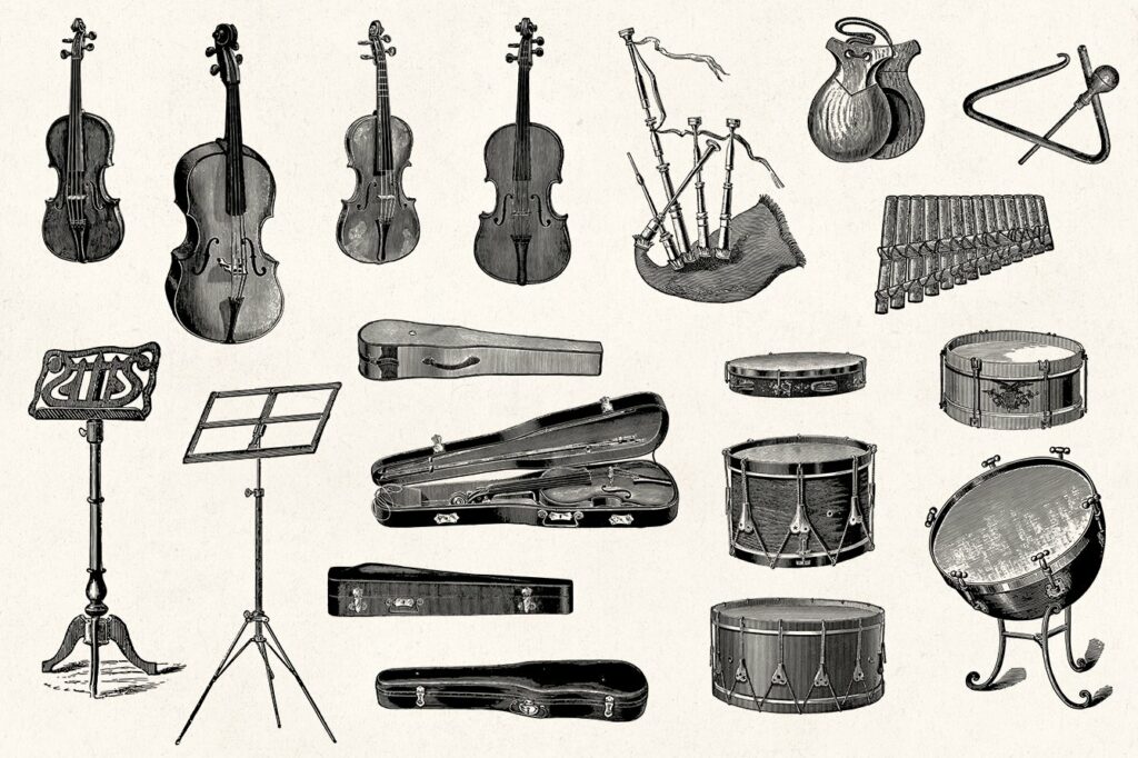 Musical Instruments Engravings Set – MasterBundles