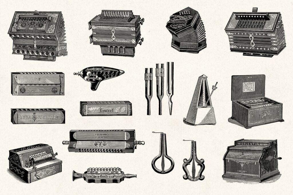 Musical Instruments Engravings Set – MasterBundles