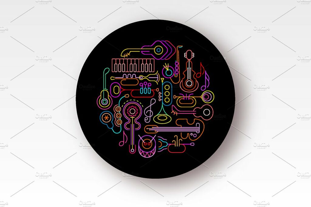 Musical Instruments Neon design – MasterBundles