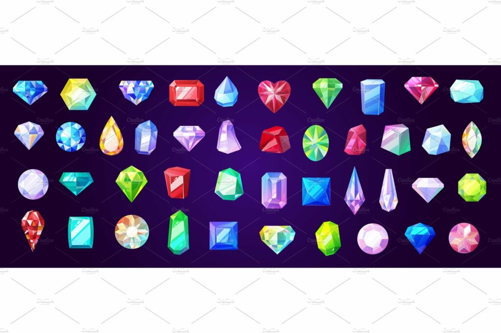 Gems, diamond and ruby stones – MasterBundles