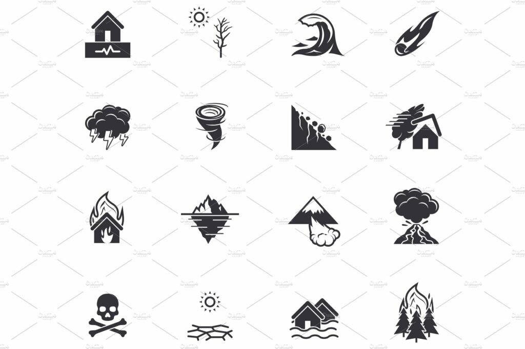 Natural disaster catastrophe icons – MasterBundles