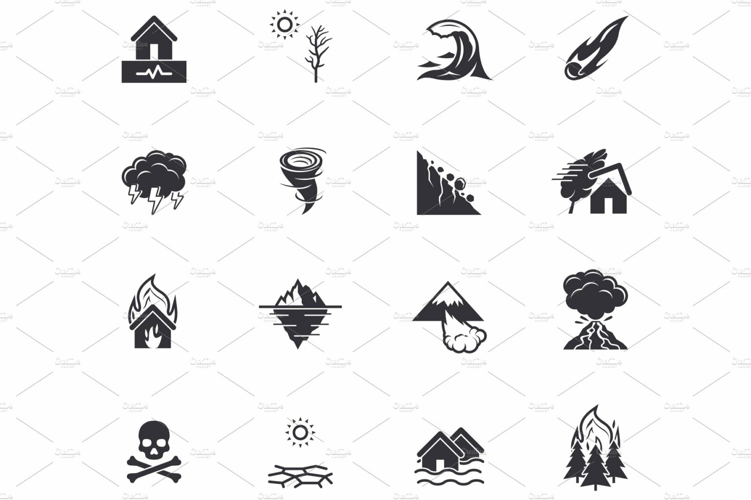 Natural disaster catastrophe icons – MasterBundles
