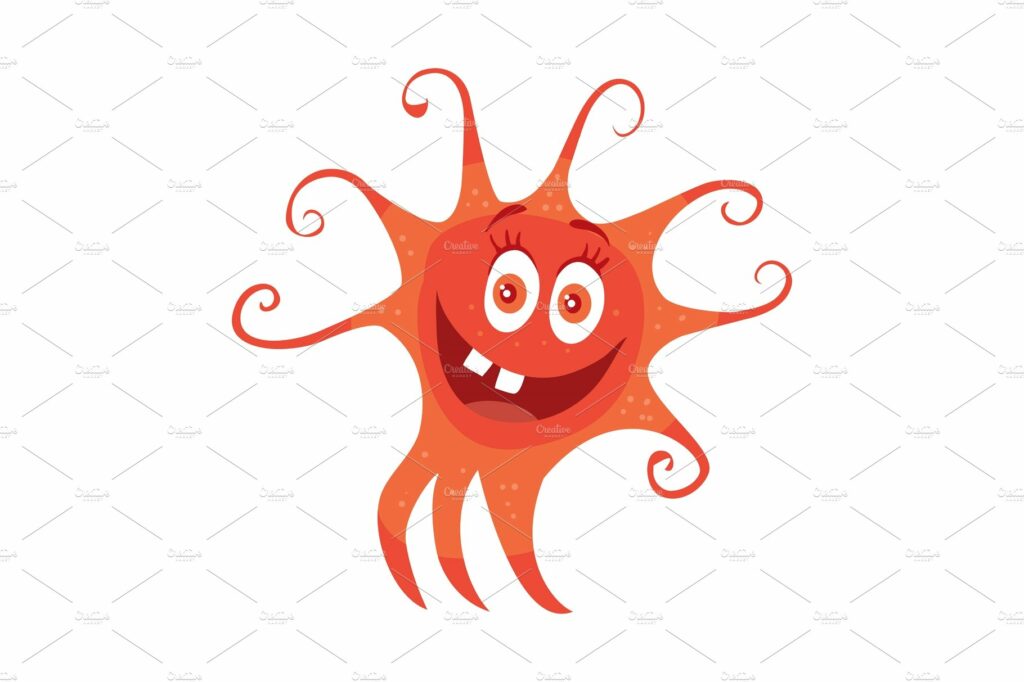 Red Bacteria Cartoon Vector – MasterBundles