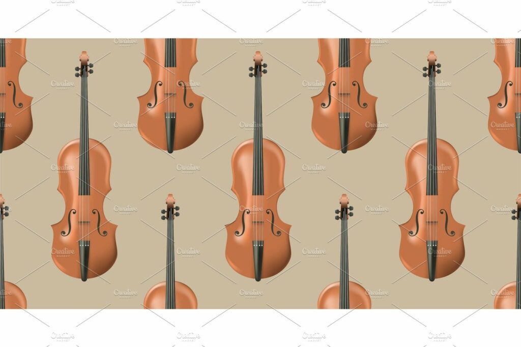 Seamless pattern with realistic wooden violin. – MasterBundles