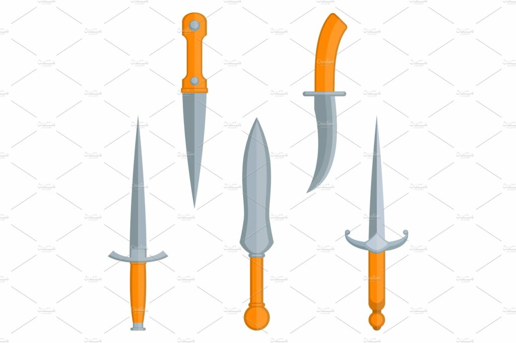 Set of dagger knives with very sharp point edges vector – MasterBundles