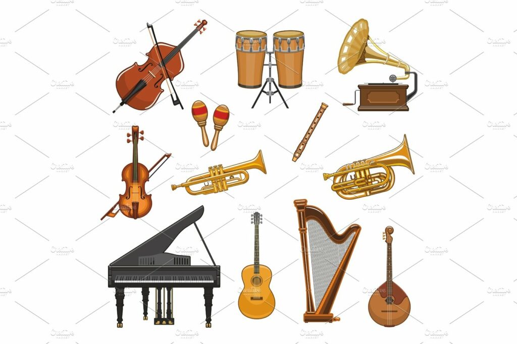 Vector icons set of musical instruments – MasterBundles