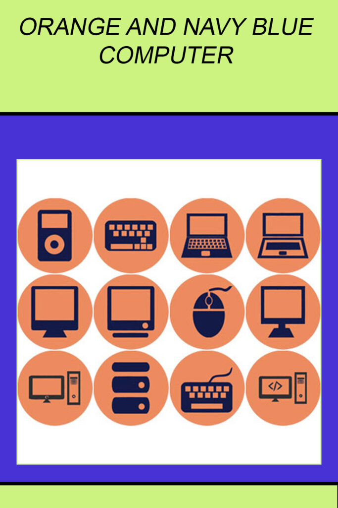 ORANGE AND NAVY BLUE COMPUTER ROUND ICONS - MasterBundles