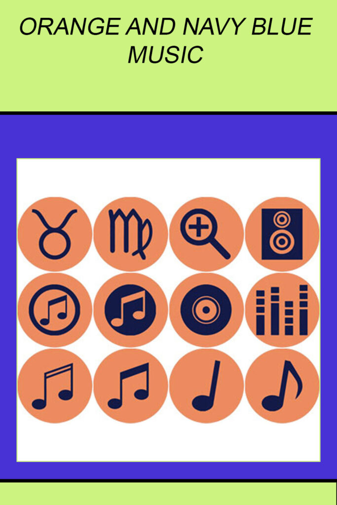 ORANGE AND NAVY BLUE MUSIC ROUND ICONS - MasterBundles