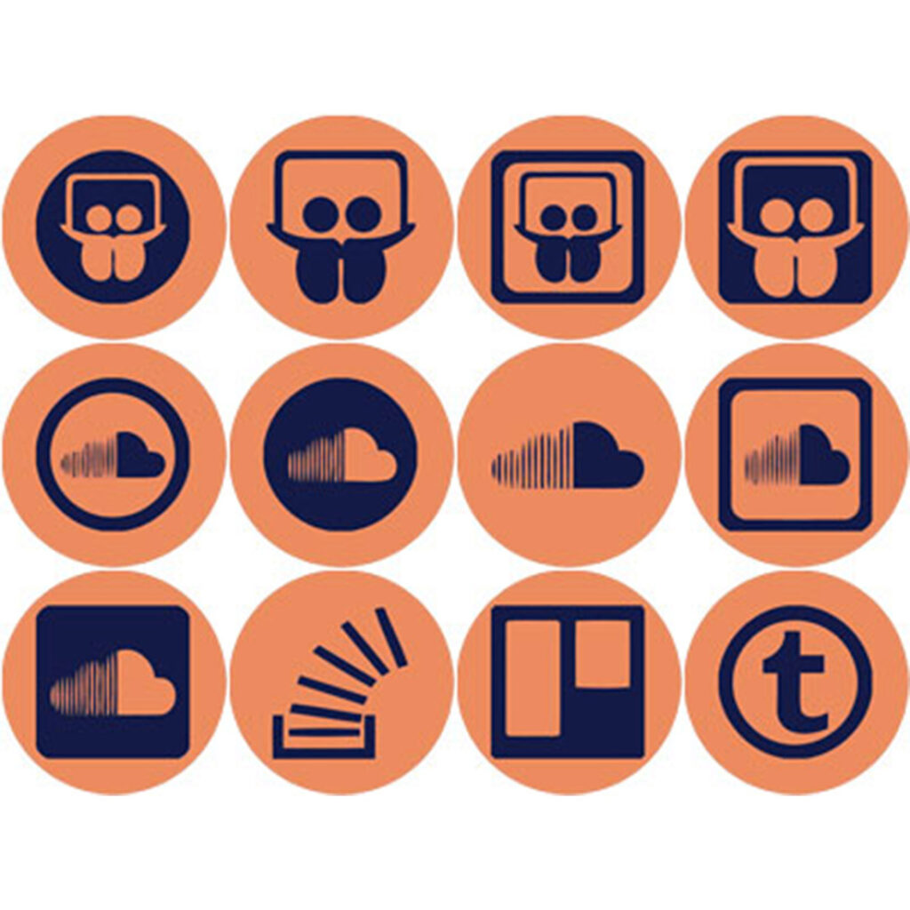 ORANGE AND NAVY BLUE SOCIAL MEDIA ROUND ICONS - MasterBundles