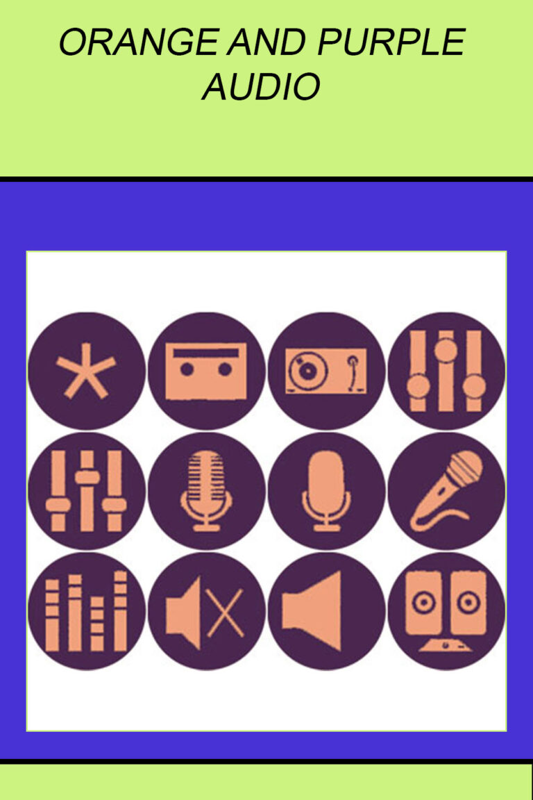 ORANGE AND PURPLE AUDIO ROUND ICONS - MasterBundles