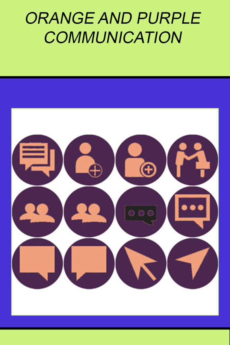 ORANGE AND PURPLE COMMUNICATION ROUND ICONS - MasterBundles