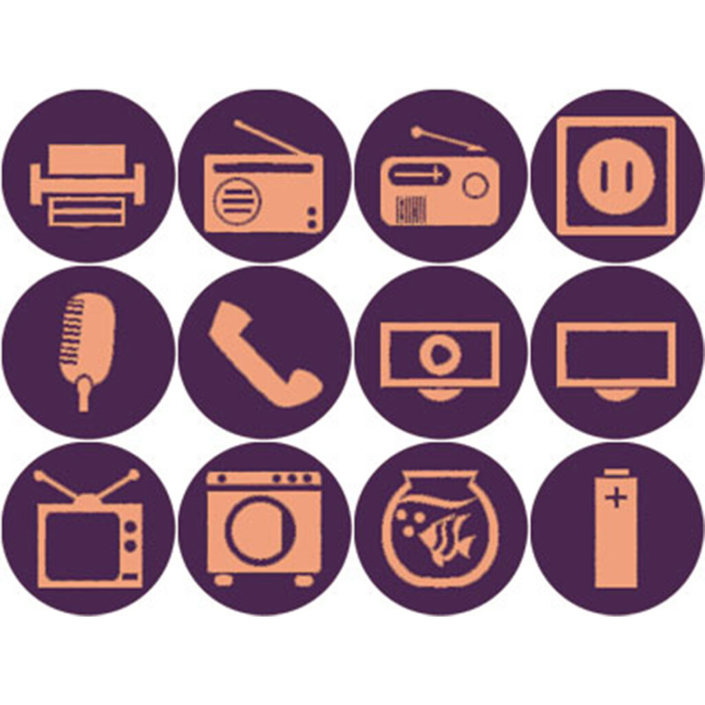 ORANGE AND PURPLE ELECTRIC ROUND ICONS - MasterBundles