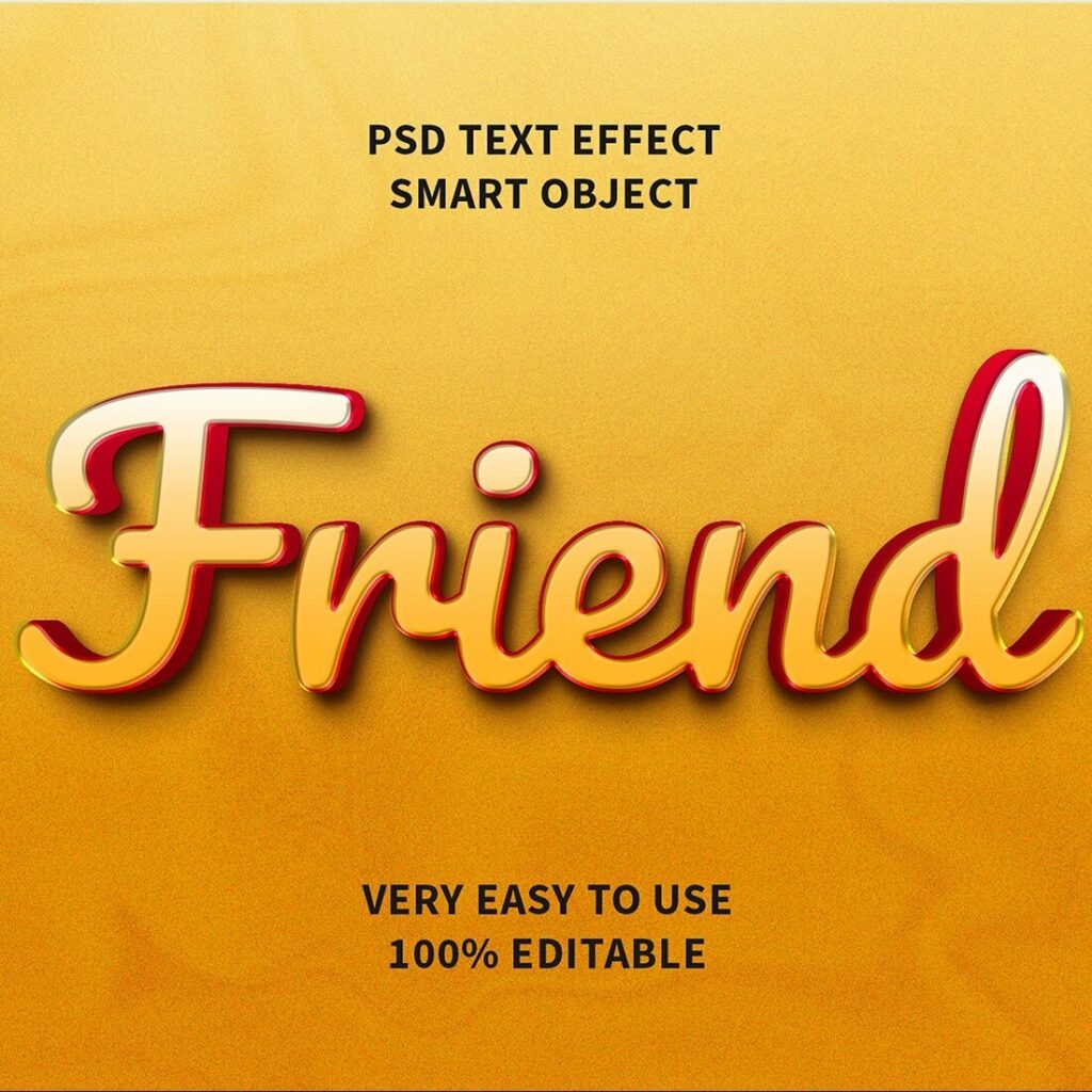 Friend Editable 3D Text Effect PSD - MasterBundles