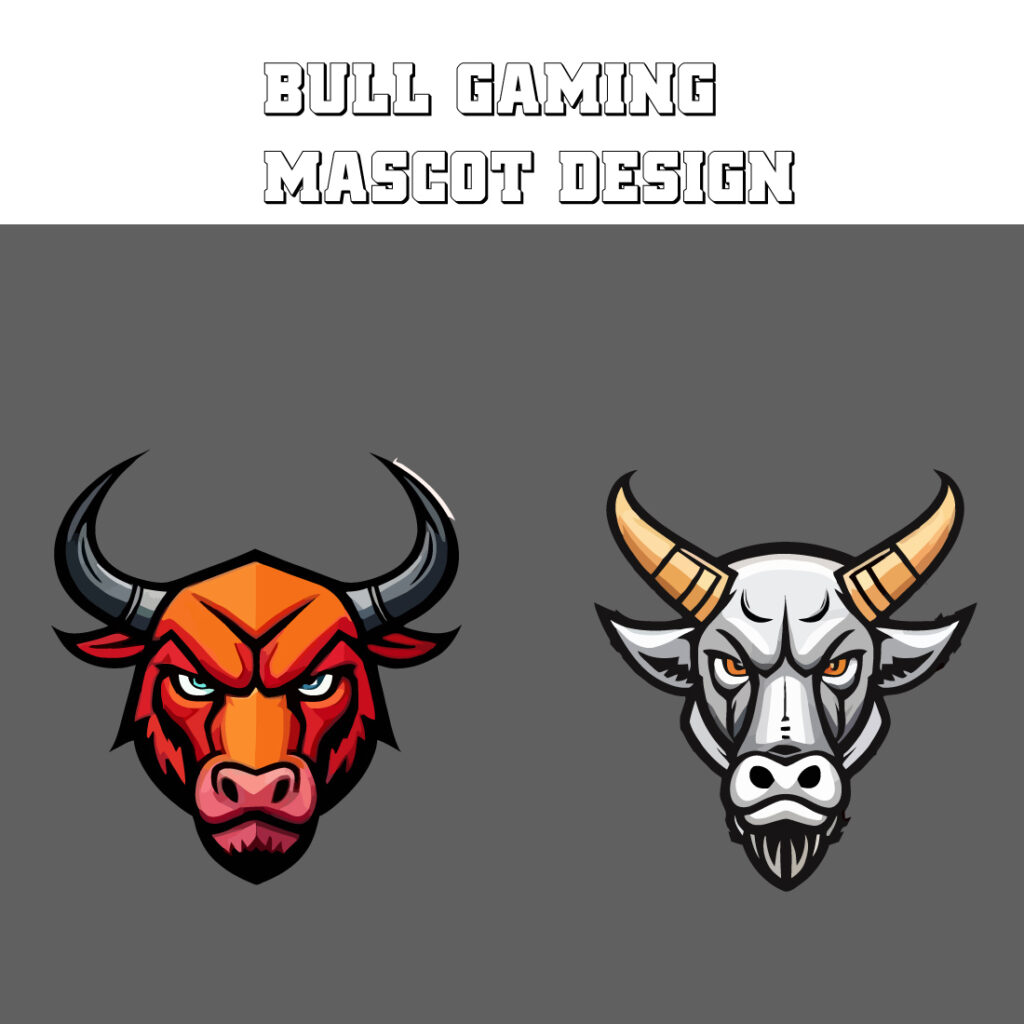 2 bull gaming mascot logos - MasterBundles
