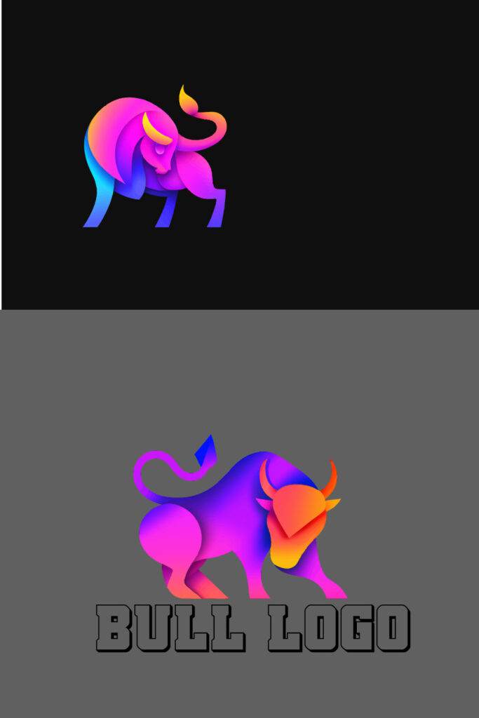 3 multicolored bull gaming logos - MasterBundles
