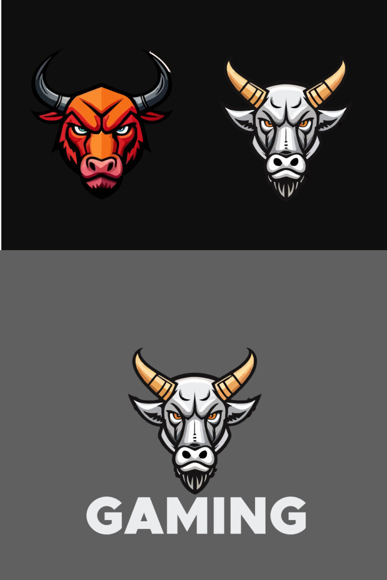 2 bull gaming mascot logos - MasterBundles