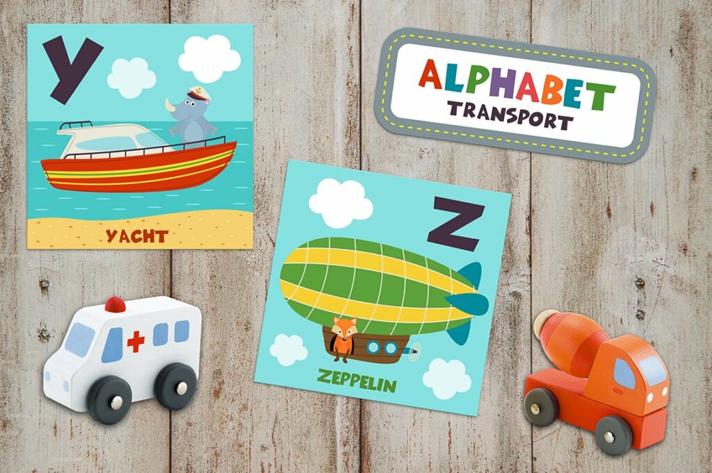 alphabet with transport and animals – MasterBundles