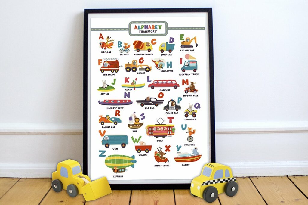 alphabet with transport and animals – MasterBundles