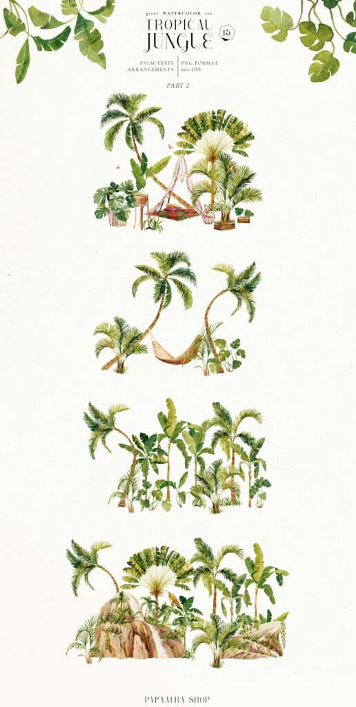 Tropical jungle - watercolor set – MasterBundles