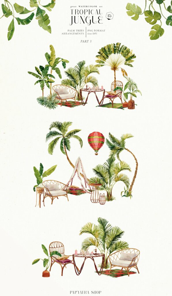 Tropical jungle - watercolor set – MasterBundles