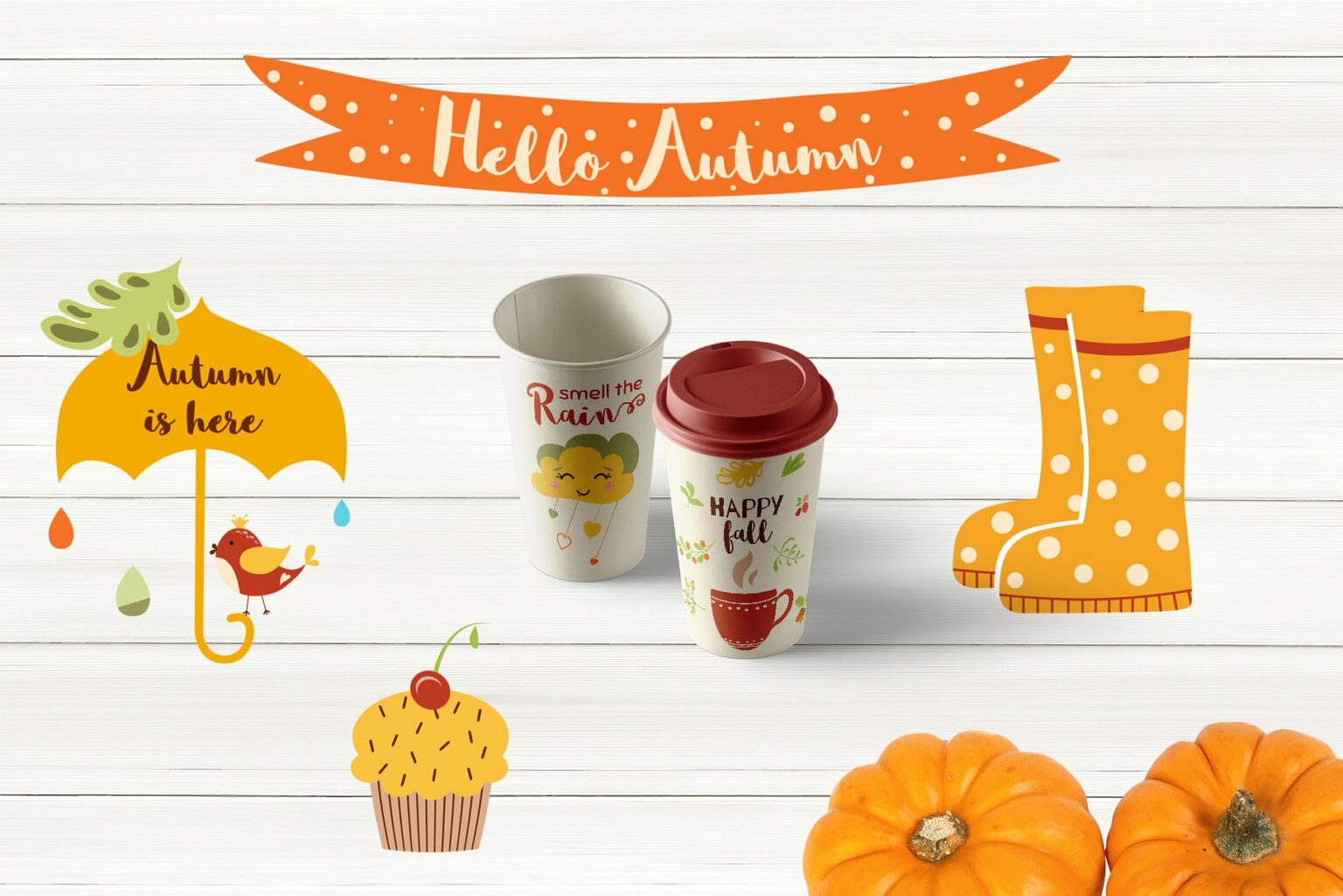 Cute fall clipart. Autumn logo set – MasterBundles