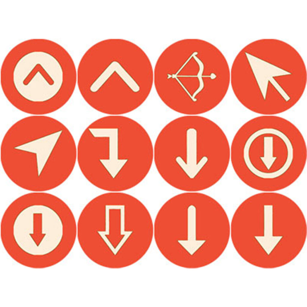 PEACH AND BURNT ORANGE ARROW ROUND ICONS - MasterBundles