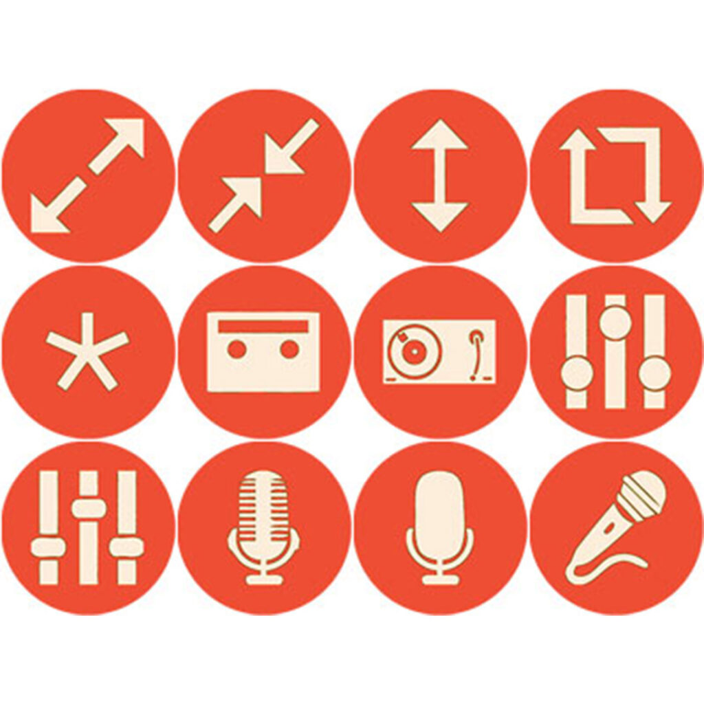 PEACH AND BURNT ORANGE AUDIO ROUND ICONS - MasterBundles
