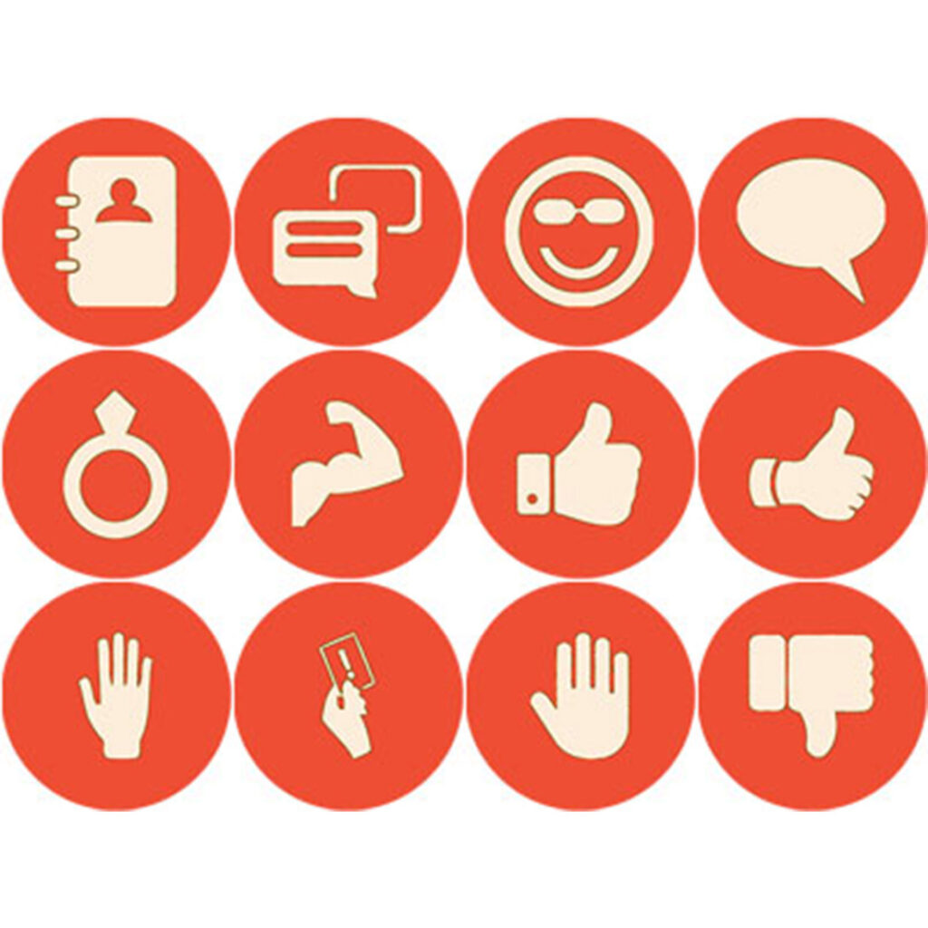 PEACH AND BURNT ORANGE COMMUNICATION ROUND ICONS - MasterBundles