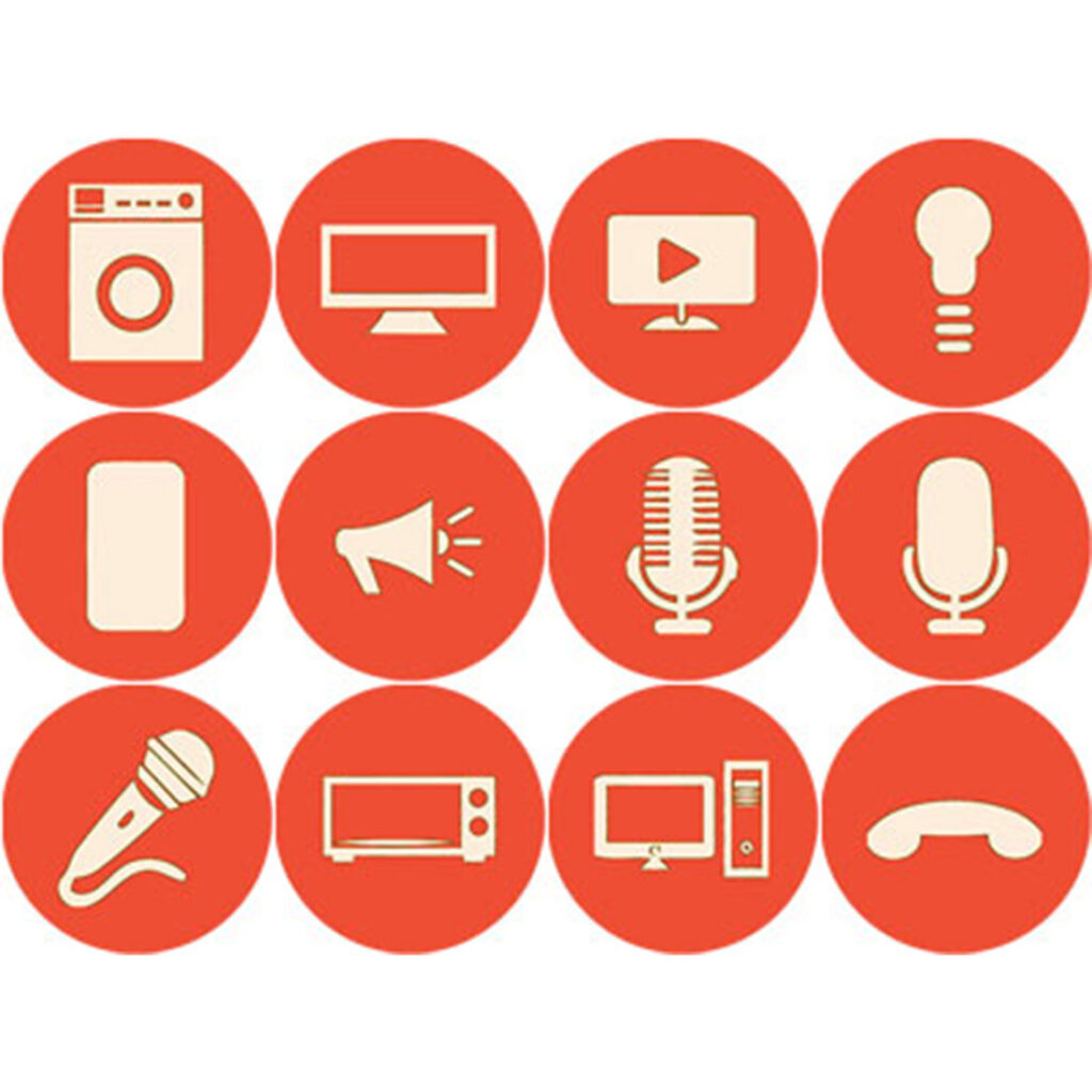 PEACH AND BURNT ORANGE GADGET ROUND ICONS - MasterBundles