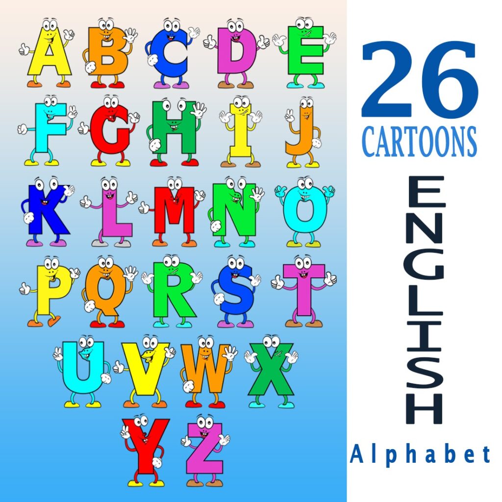 26 English Alphabet Cartoon Characters - MasterBundles