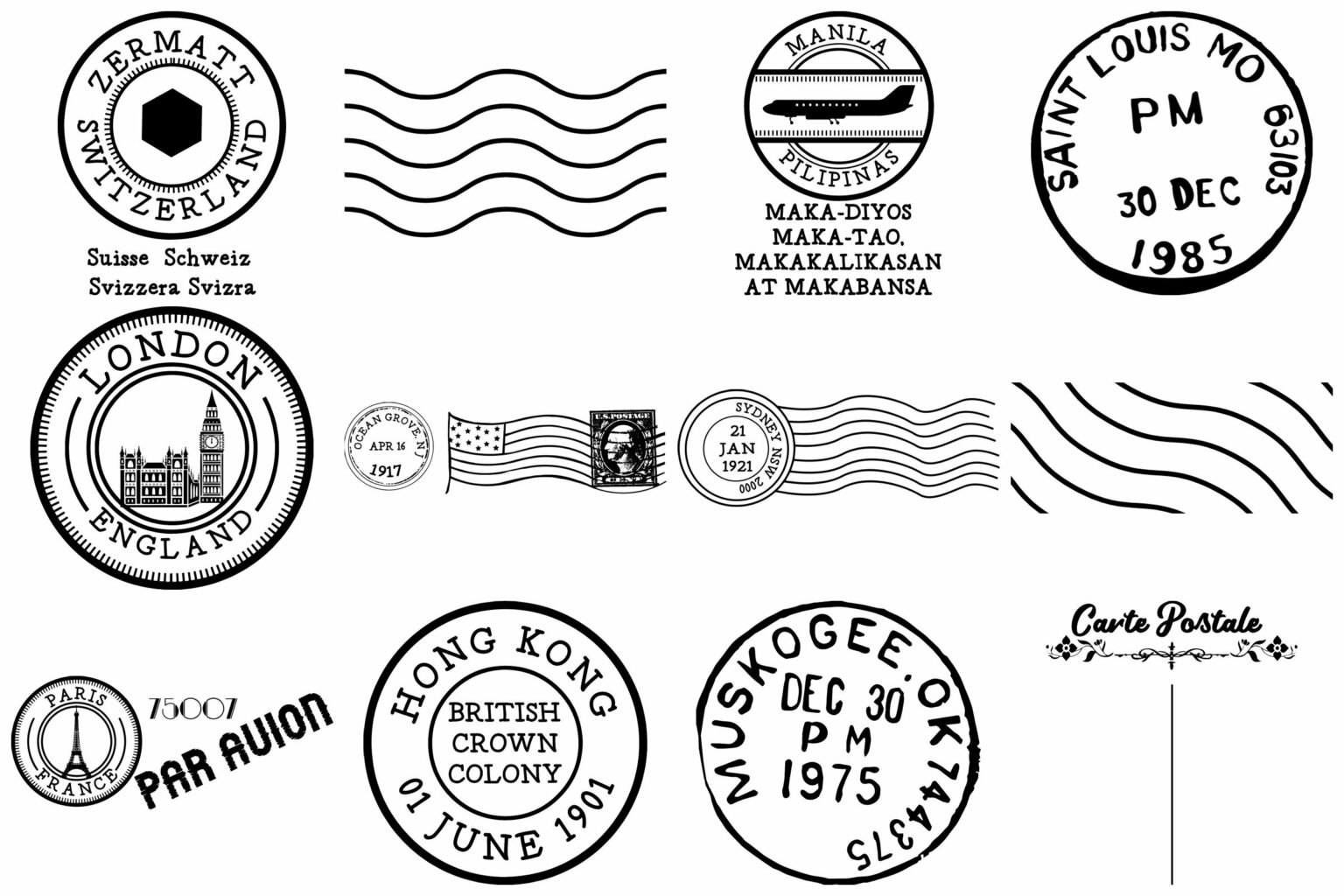 Postage Elements AI EPS PNG – MasterBundles