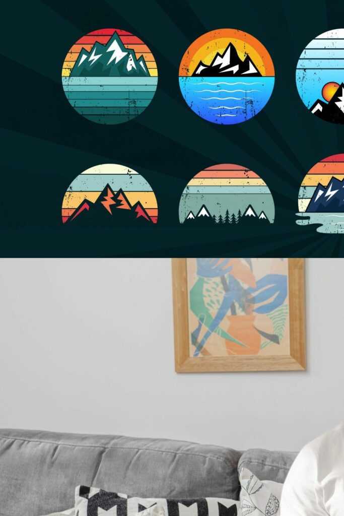 20 Retro Mountain Sunsets Bundle – MasterBundles
