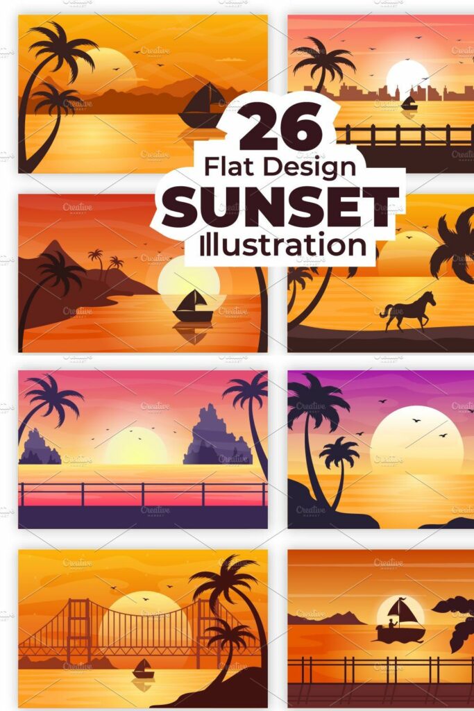 26 Sunset landscape Background – MasterBundles