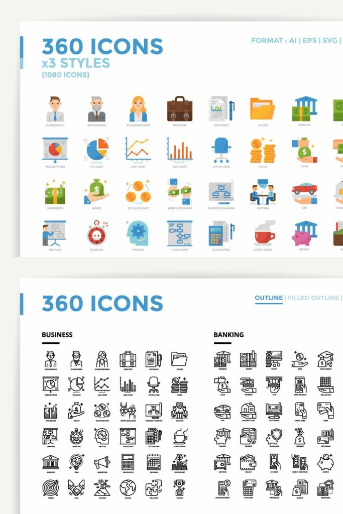 360 Icons x3 Styles – MasterBundles