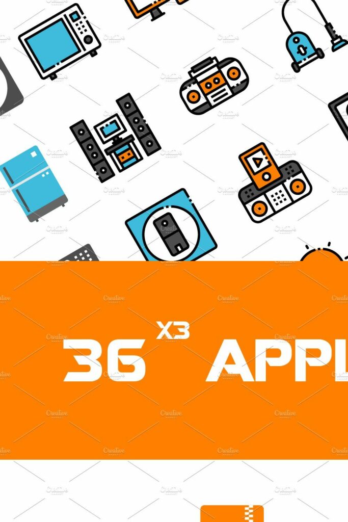 36x3 Home appliances icons – MasterBundles