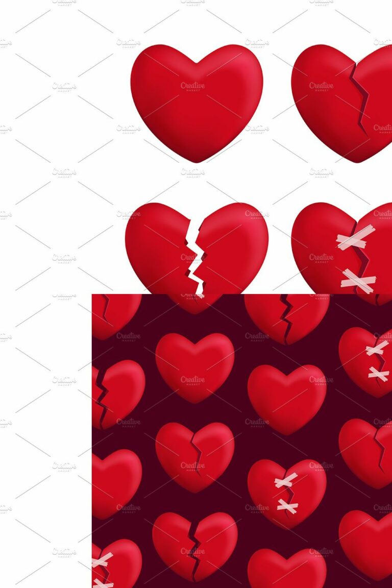 3d Red Broken Hearts Set – MasterBundles