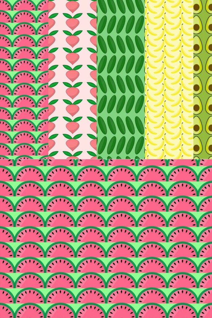 5 Fruit and Vegetable patterns – MasterBundles