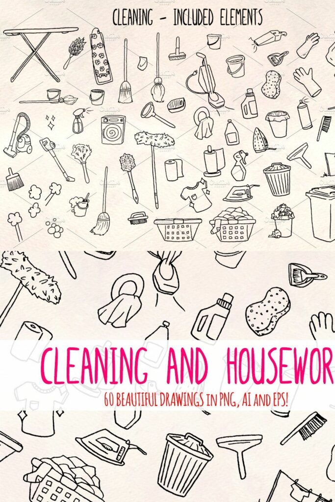 60 Cleaning and Housework Graphics – MasterBundles