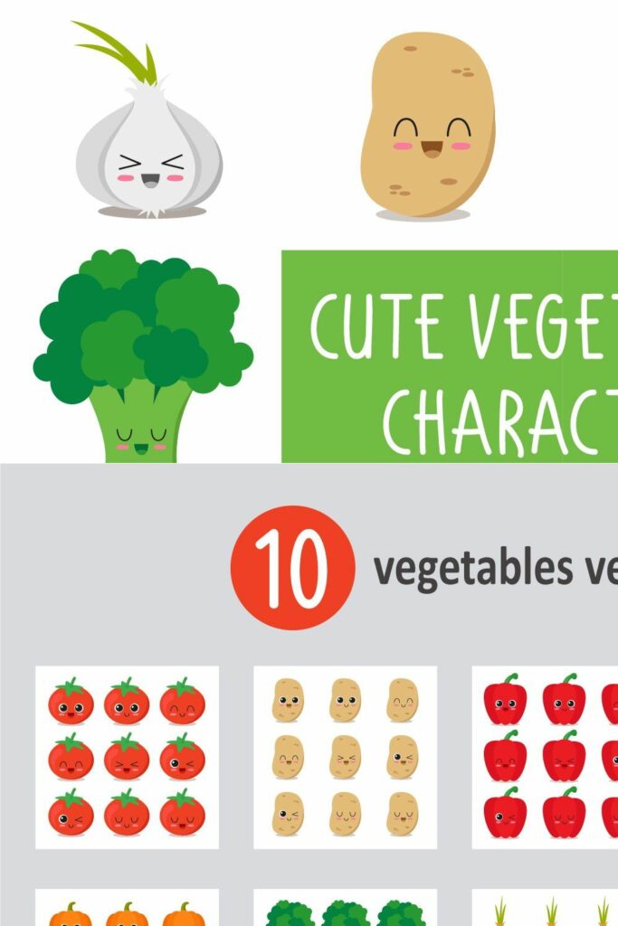 90x cute vegetable characters – MasterBundles