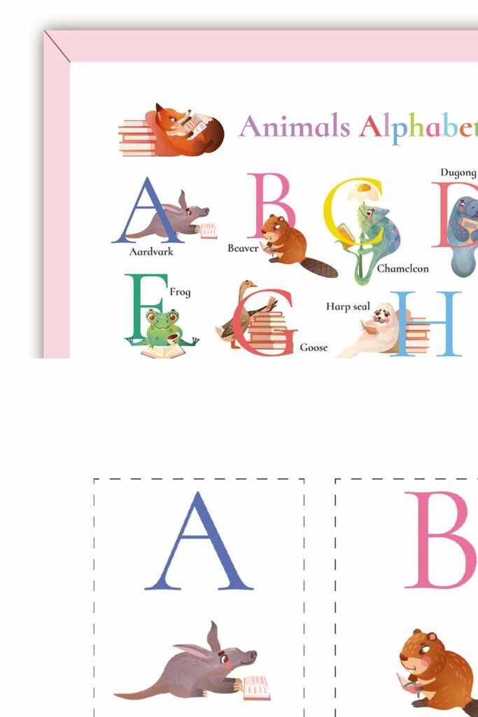 Animal alphabet, posters, stickers – MasterBundles