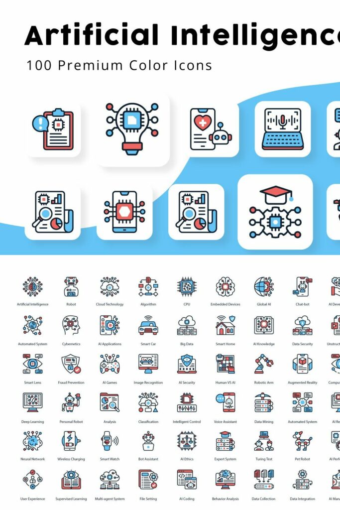 Artificial Intelligence Color Icons – MasterBundles