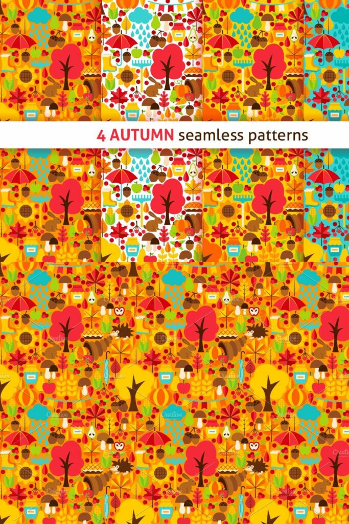 Autumn Flat Seamless Patterns – MasterBundles